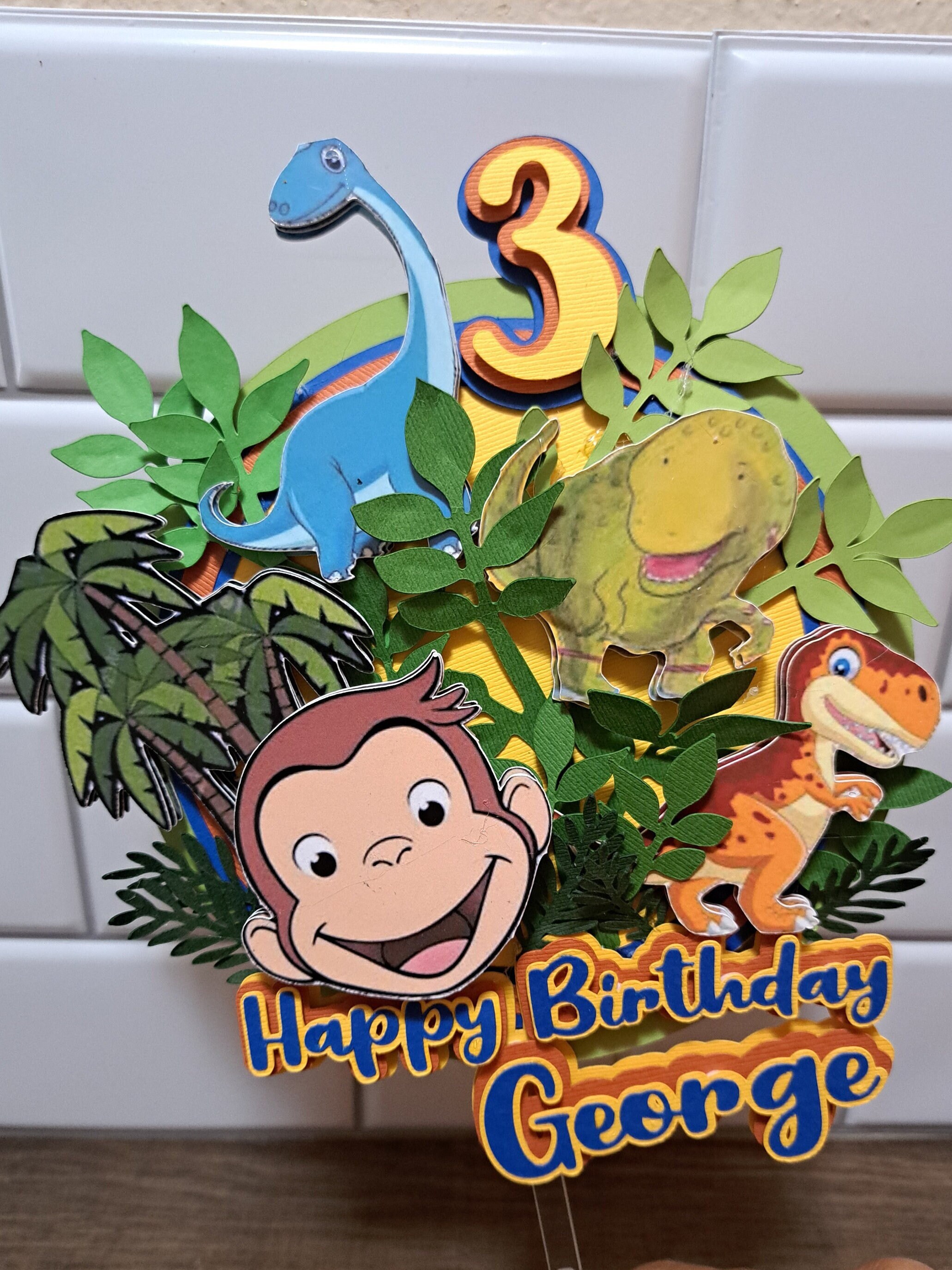 Curious George Dinosaur Cake Topper: Handmade Birthday Party Decor - Etsy