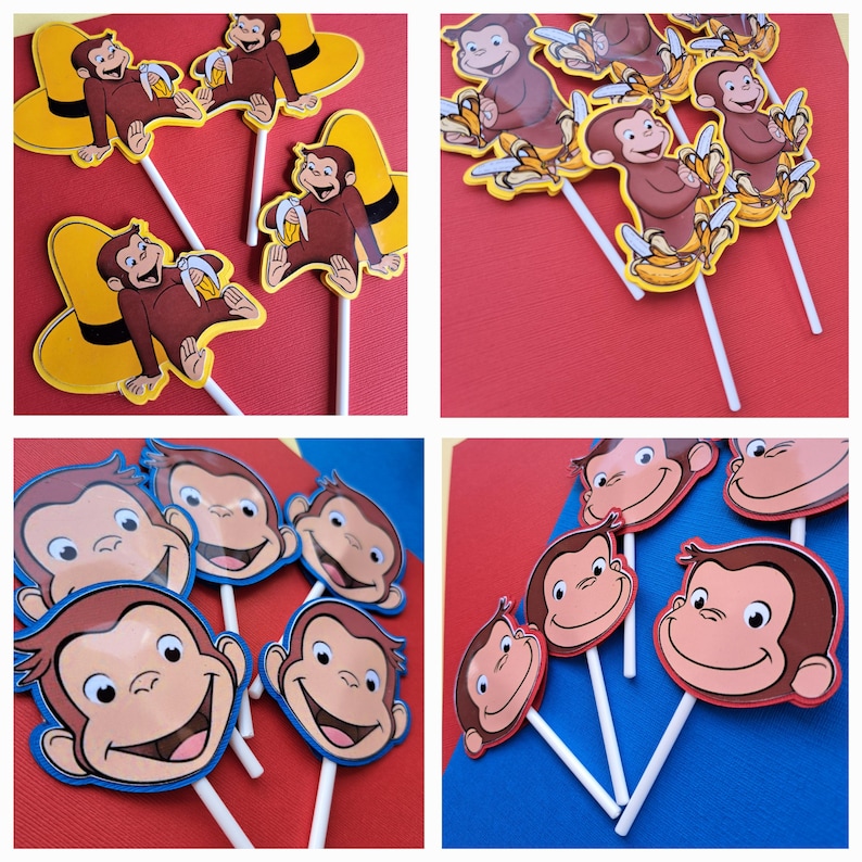 Curious George Cupcake Toppers: Monkey Theme Party, Pack of 12 - Etsy