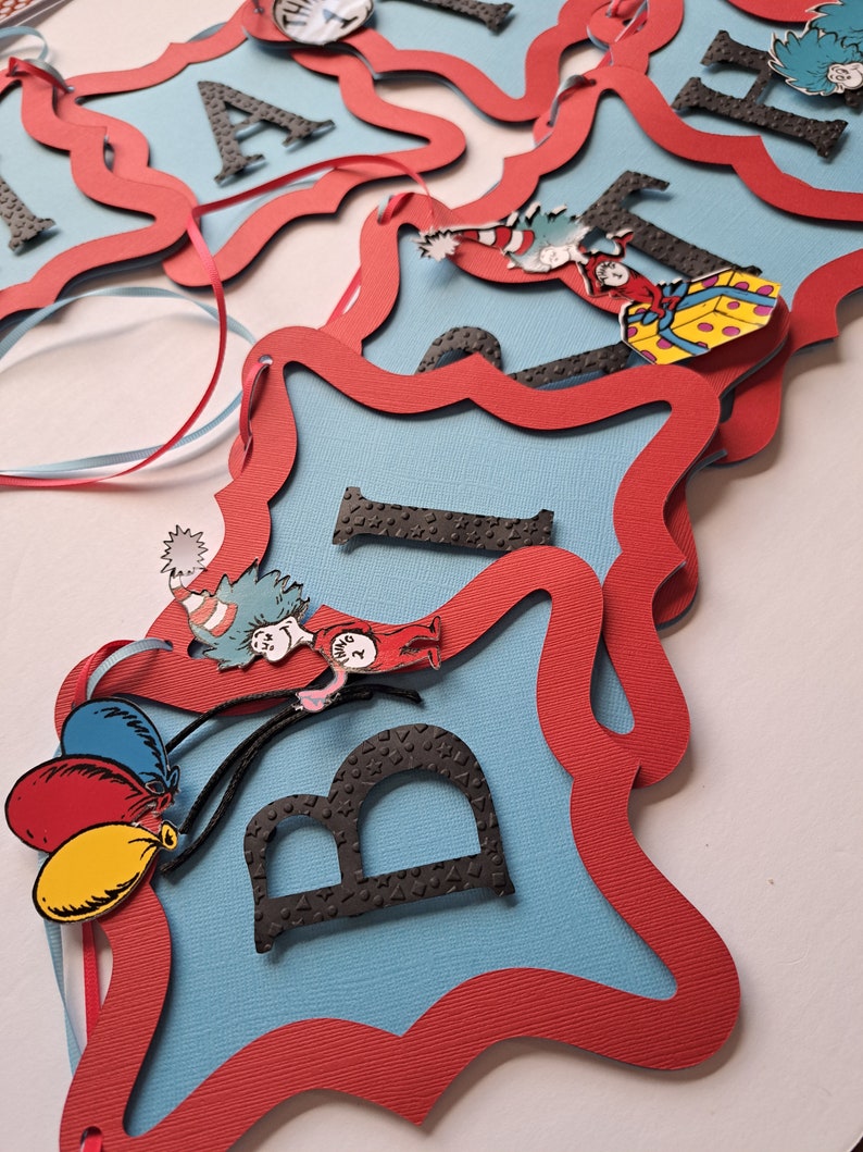 Thing 1 & Thing 2 Birthday Banner: Dr. Seuss Twins Party Decor - Etsy