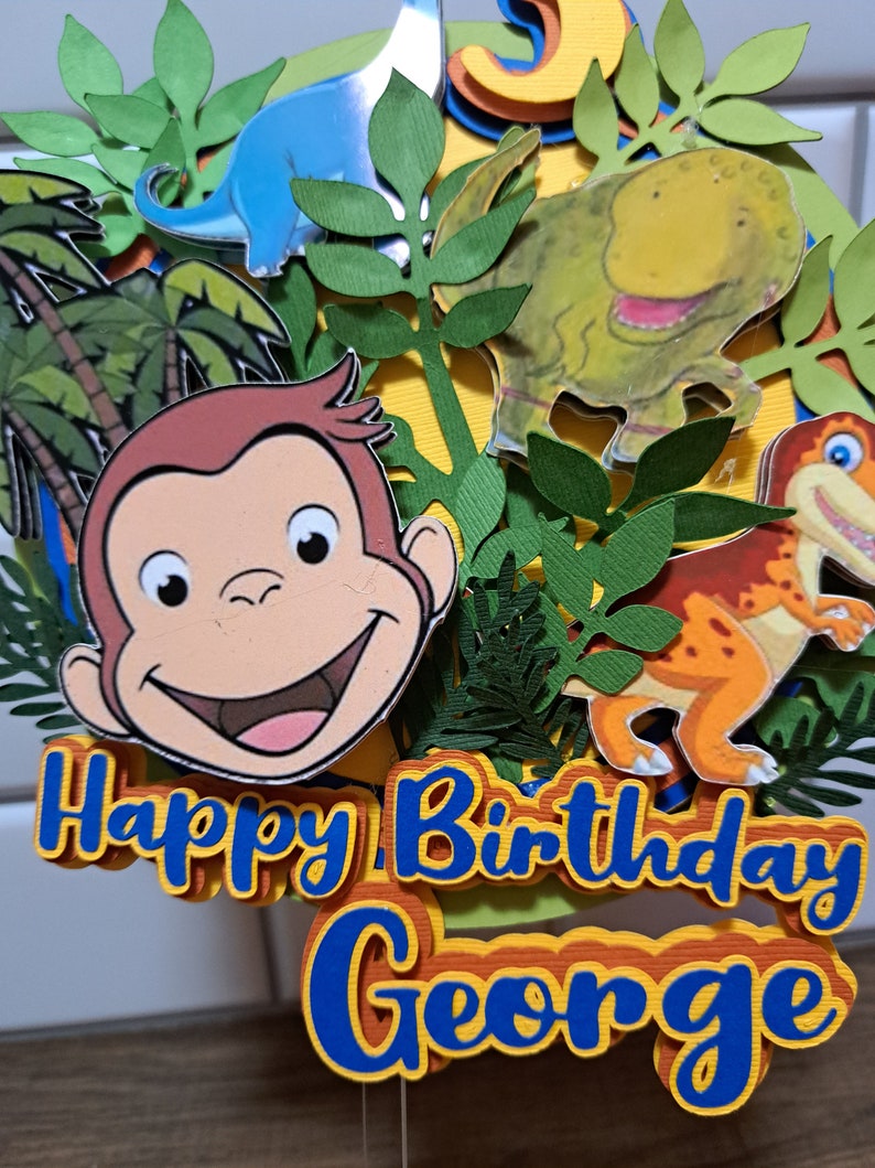 Curious George Dinosaurs Caketopper, Curious George Dinosaurs Birthday ...