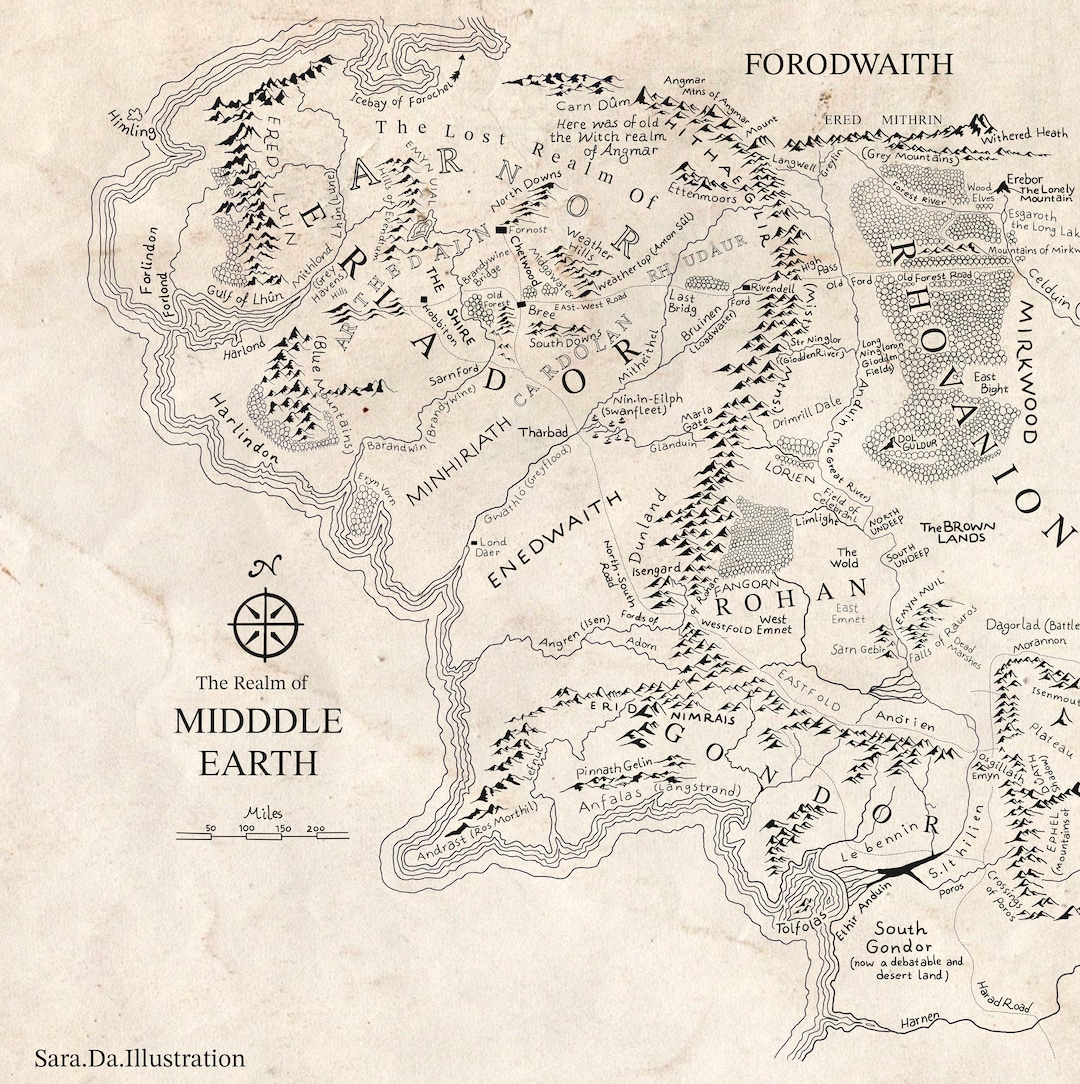 Map of Middle Earth - Etsy