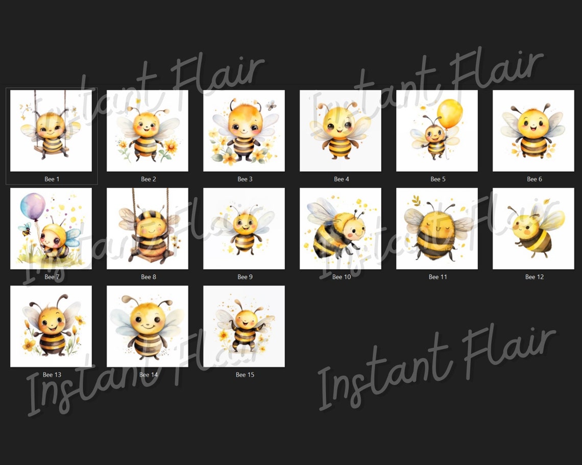 Cute Bee Watercolor Clip Art Bundle, PNG Designs, Decorative Images ...