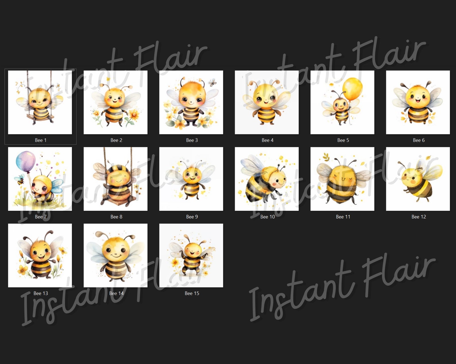 Cute Bee Watercolor Clip Art Bundle, PNG Designs, Decorative Images ...