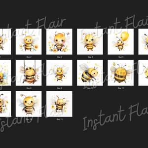 Cute Bee Watercolor Clip Art Bundle, PNG Designs, Decorative Images ...