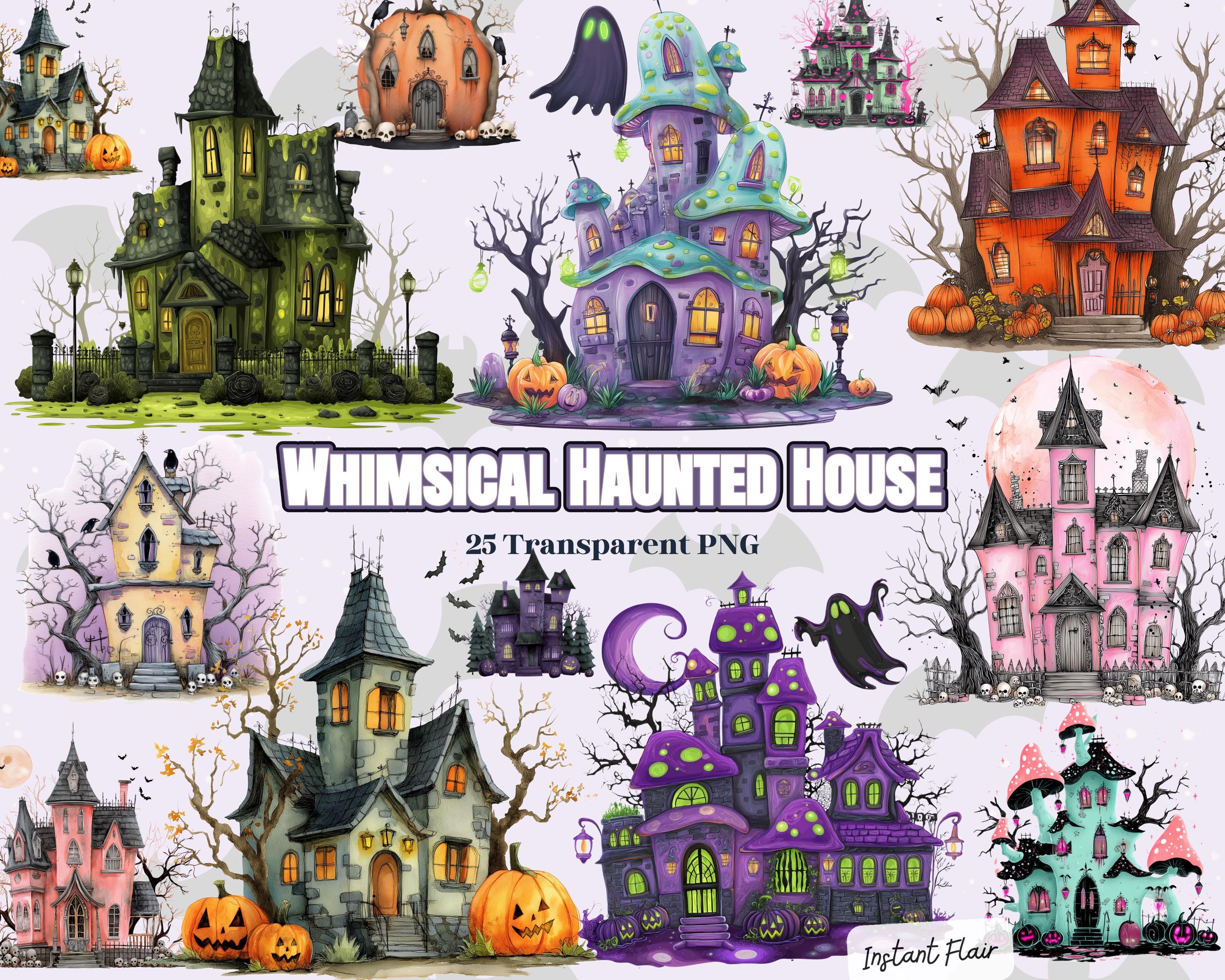 Whimsical Haunted House Clipart – 25 Spooky Halloween PNG Graphics for ...
