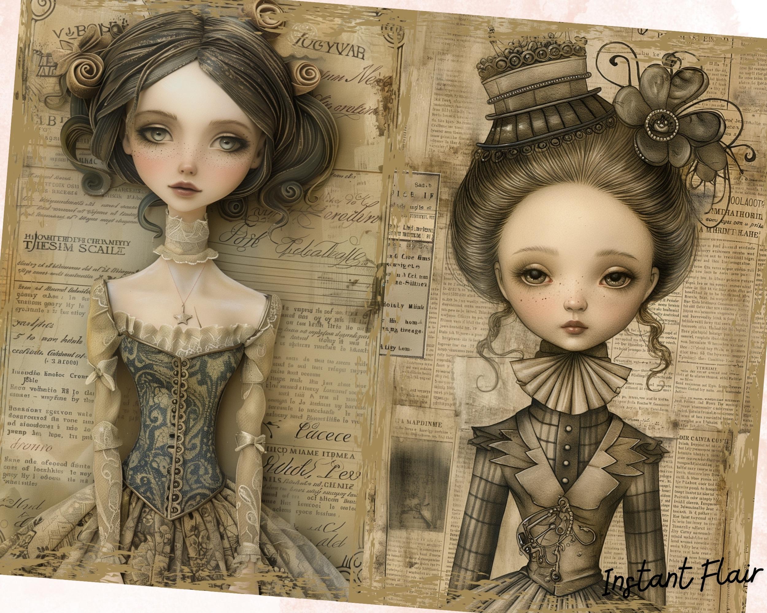 Whimsical Paper Doll Collage Sheet: Junk Journal Ephemera (digital ...
