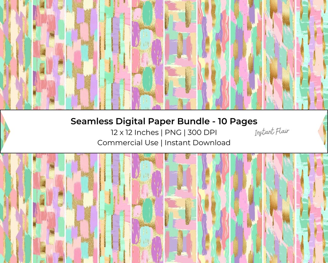 Messy Paint Digital Paper: 10 Seamless Collage Sheets and Junk Journal ...