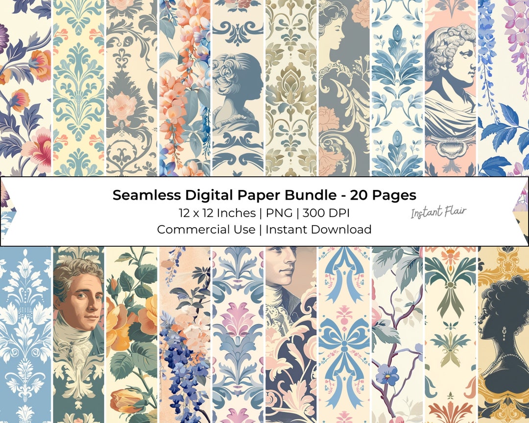 Bridgerton and Regency Era Inspired Digital Paper Volume II: 20 ...