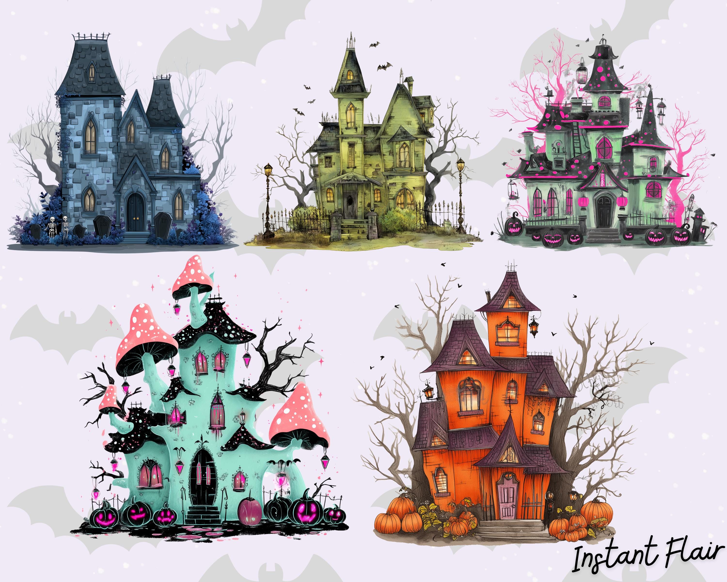 Whimsical Haunted House Clipart – 25 Spooky Halloween PNG Graphics for ...