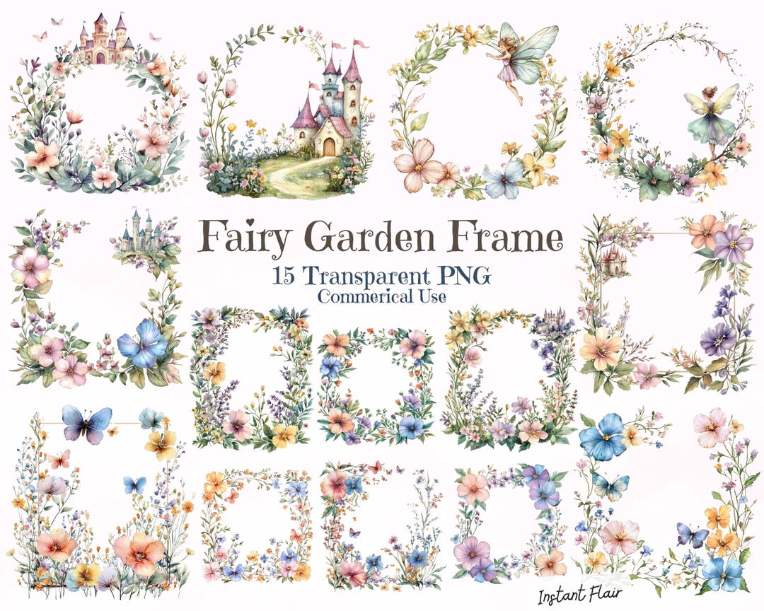 15 Fairy Garden Frame Clipart – Transparent PNG – Commercial Use ...