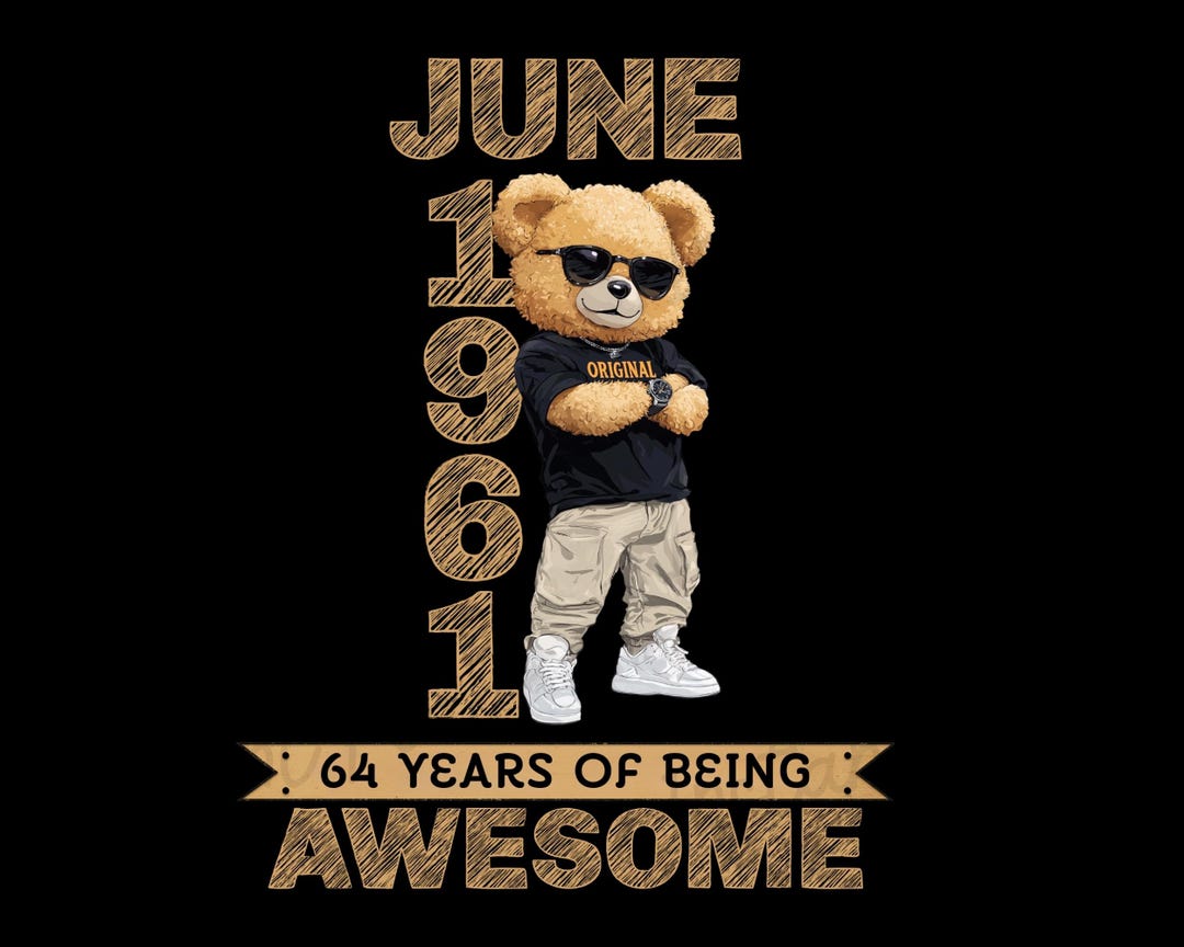Personalized Teddy Bear Birthday PNG – Custom Age, Month & Year ...