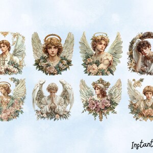 Victorian Angel Clipart, Digital Download, Printable PNG, Floral Angel ...