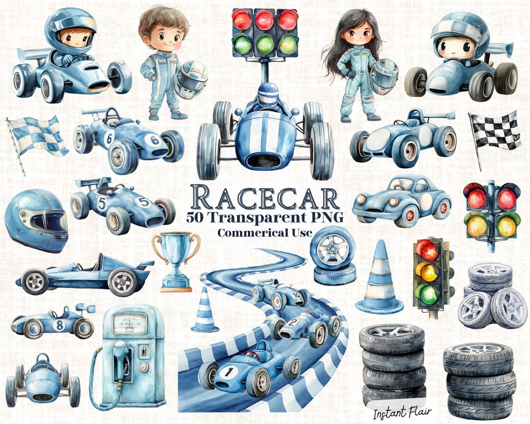 50 Racecar Clipart – Racing PNG Bundle – Digital Download – Commercial ...