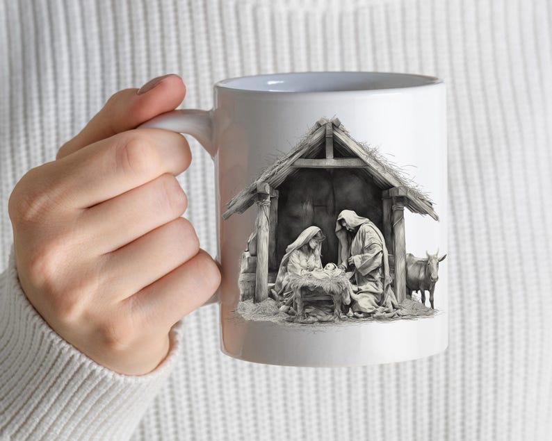 Nativity Scene Sketch PNG | Holy Family Christmas Manger Illustration ...