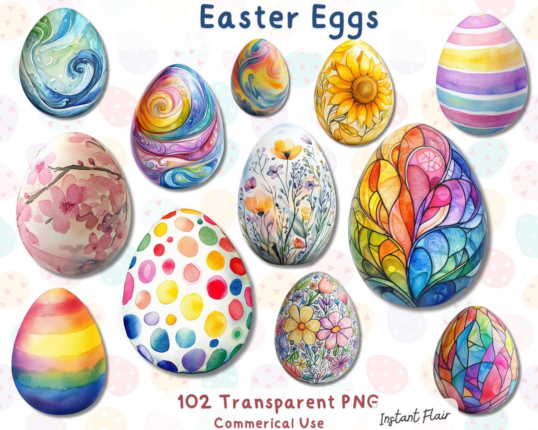 102 Easter Egg Clipart, Cute Easter PNG, Digital Download, Spring ...