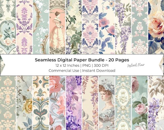 Regency Era Bridgerton Digital Paper Collection Scrapbooking Card ...