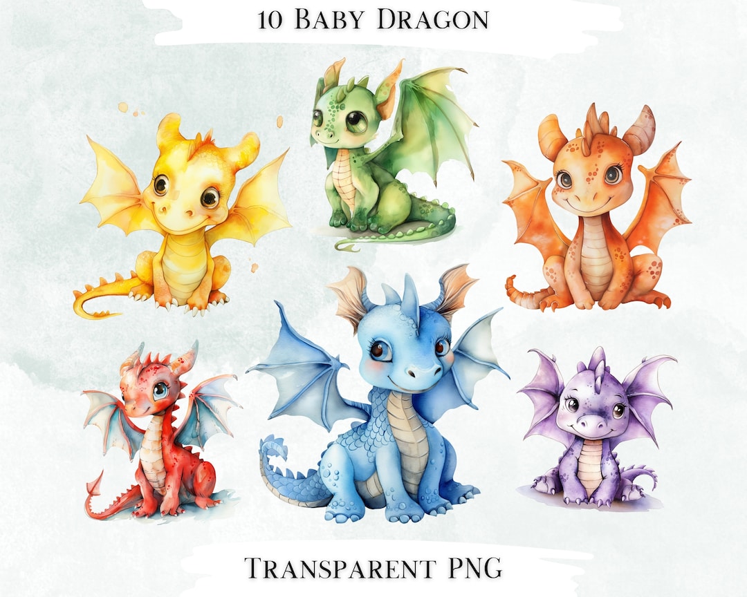 Watercolor Baby Dragon Clipart, Transparent PNG Designs (digital ...