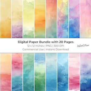 Watercolor Background Digital Paper: 20 Pages Collage Sheets and Junk ...