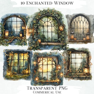 Enchanted Window Clip Art Bundle, 10 Transparent PNG Designs ...