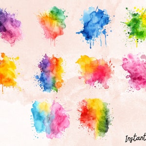 Watercolor Splashes Clip Art Bundle, 20 Transparent PNG Designs ...