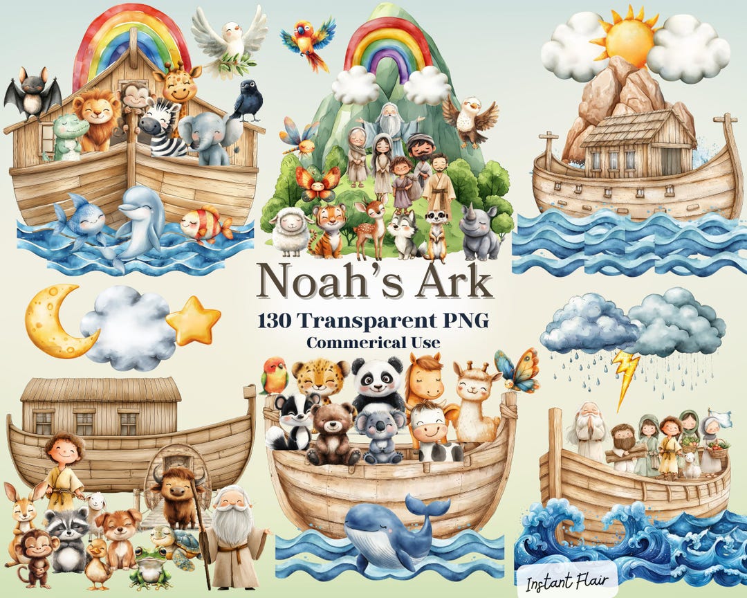 130 Noah’s Ark Clipart – Transparent PNG – Commercial Use – Instant ...