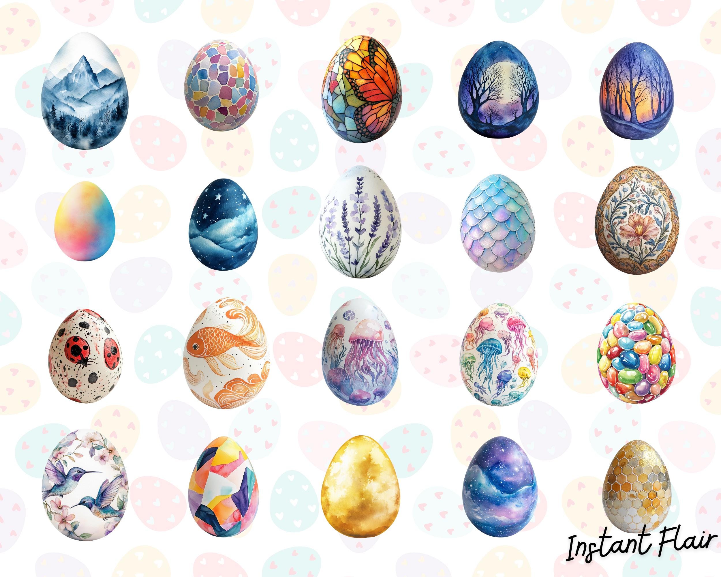 Easter Egg Clipart Bundle, Spring PNG Graphics (digital Download) - Etsy