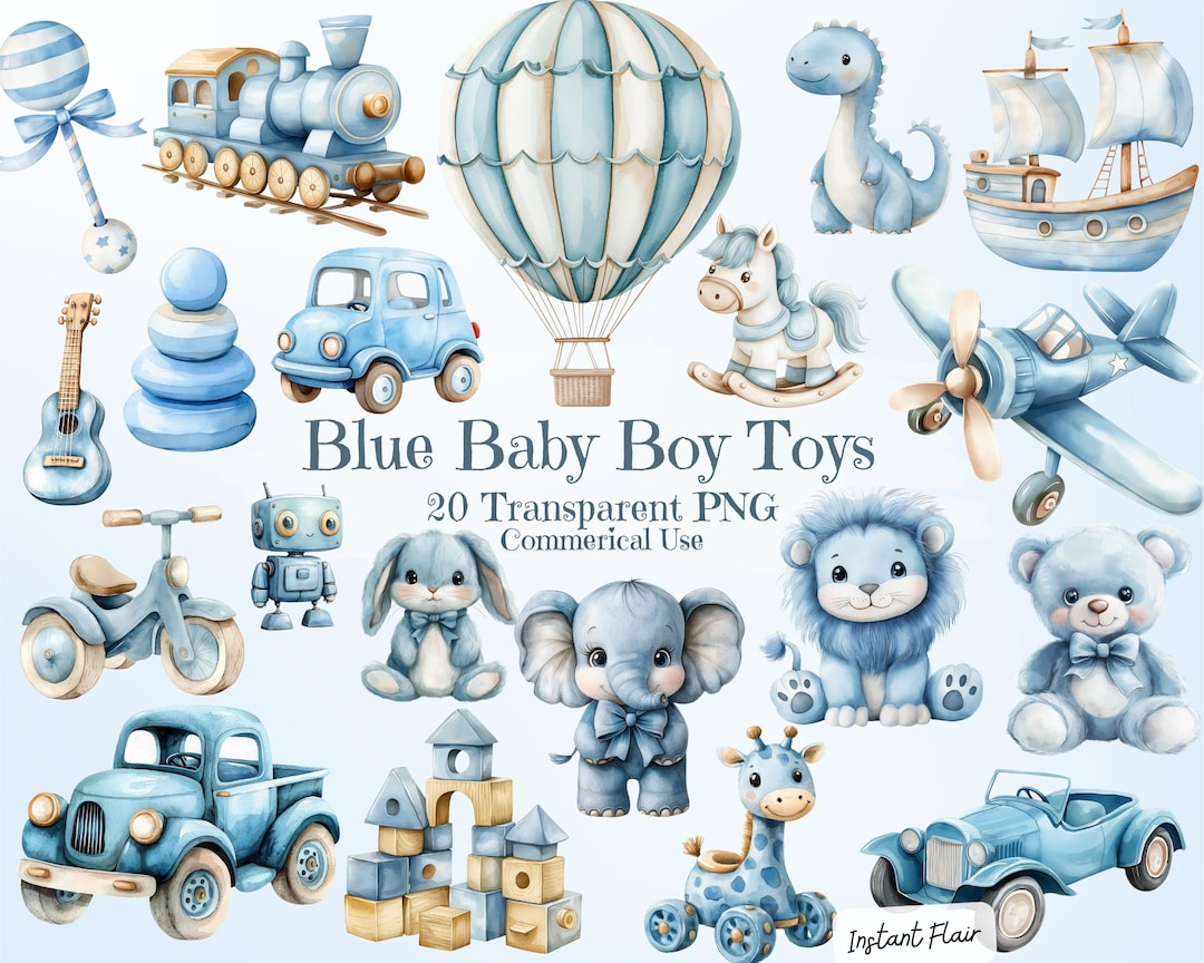 20 Baby Boy Blue Toys Clipart – Transparent PNG – Commercial Use ...