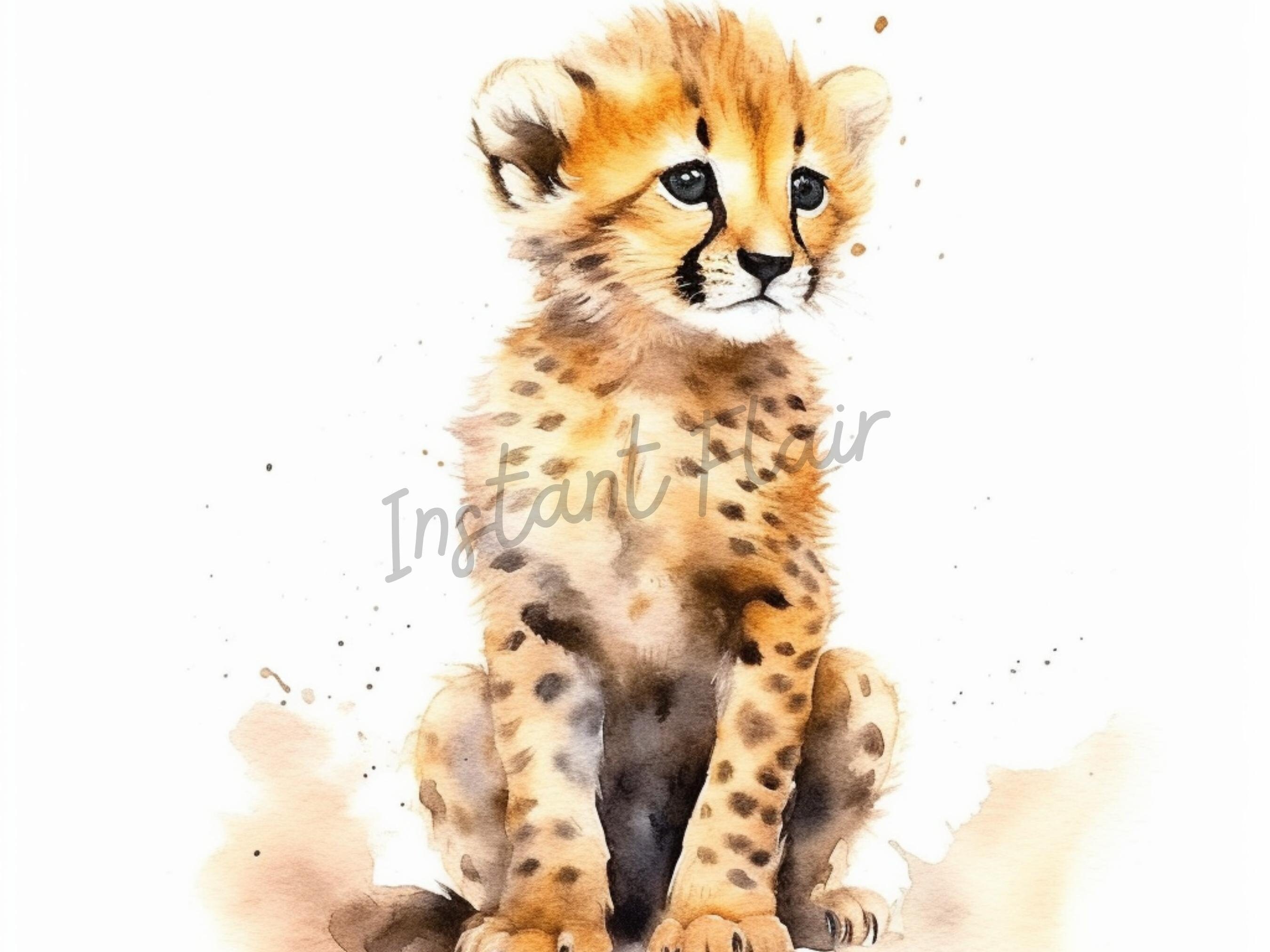 Baby Safari Animals Clip Art Bundle 8 PNG Designs Watercolor Cute Artsy ...