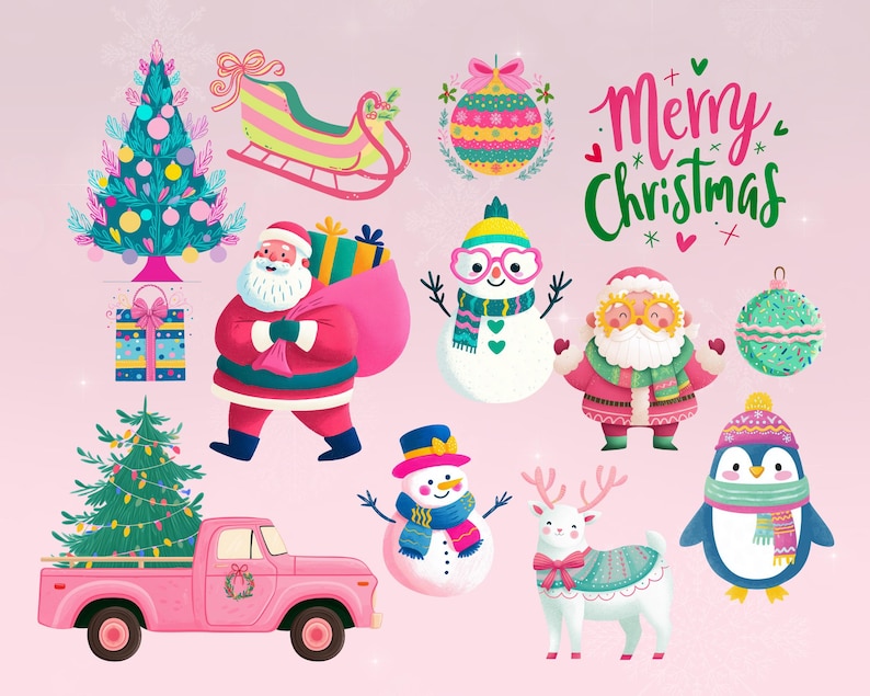 Colorful Christmas Clipart | Holiday PNG Bundle (digital Download) - Etsy