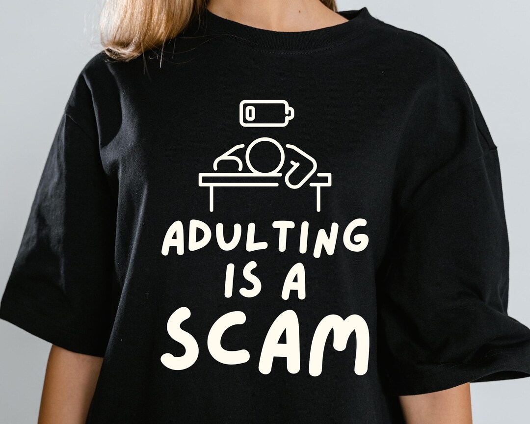 Adulting is a Scam PNG | Funny Exhausted Doodle Clipart | Low Battery ...