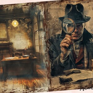 Detective: Collage Sheet | Digital Scrapbook Paper Kit| Instant Digital ...