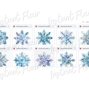 Snowflake Watercolor Clip Art Bundle, PNG Designs, Decorative Images ...