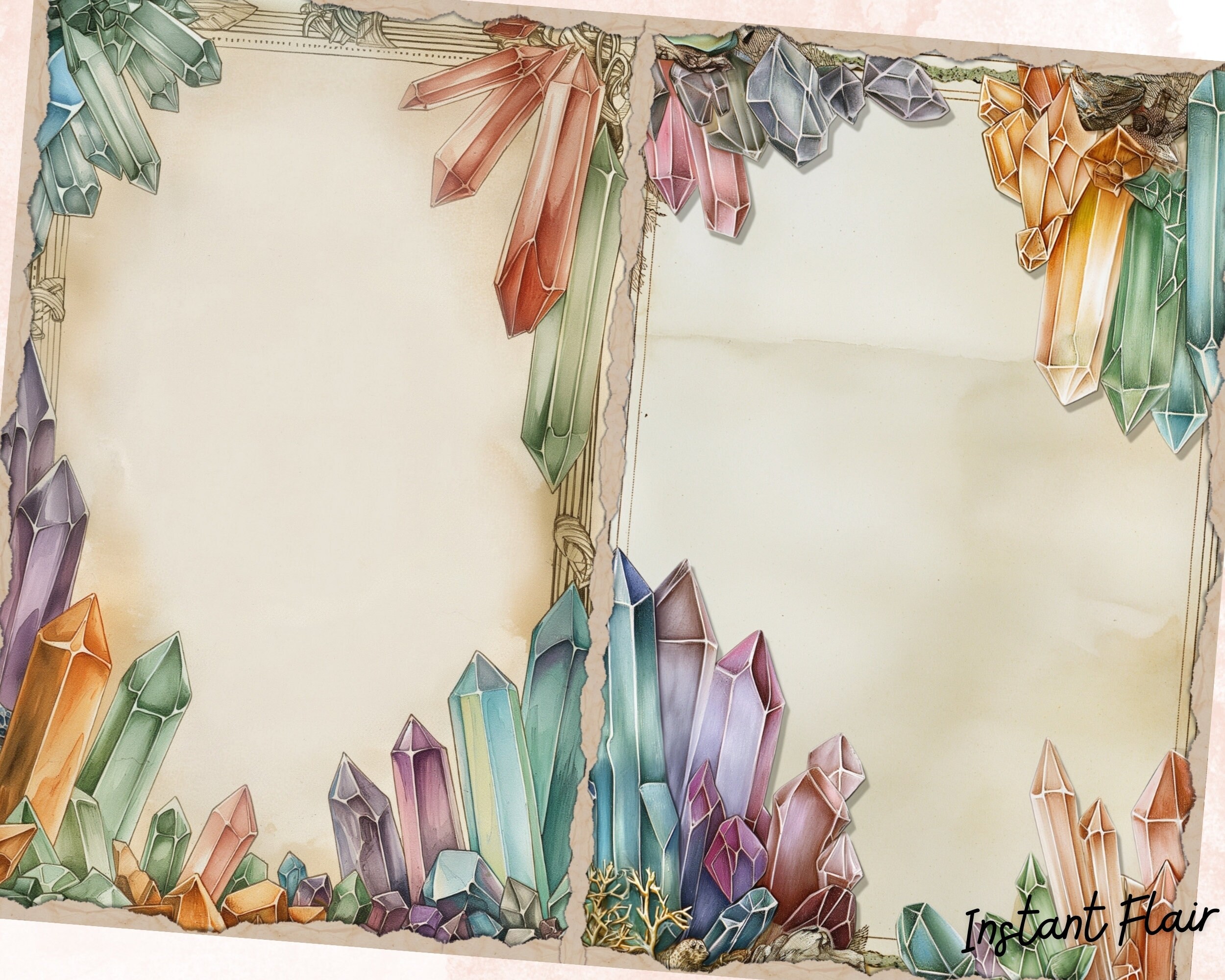 Crystal Border: Collage Sheet | Digital Scrapbook Paper Kit | Digital ...