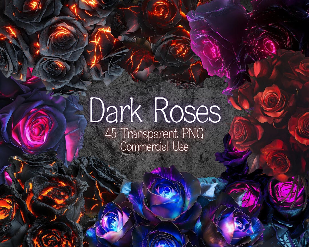 Gothic Roses Clipart - 45 Dark Floral Graphics for Scrapbooking ...