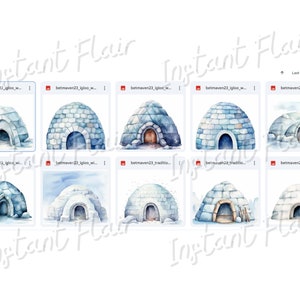 Igloo Watercolor Clip Art Bundle, PNG Designs, Decorative Images ...