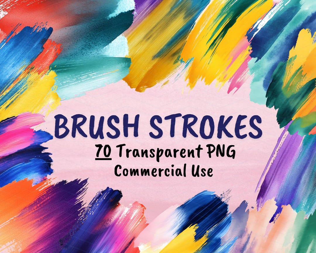 70 Watercolor Brush Strokes Clipart – Paint Splash PNG (digital ...