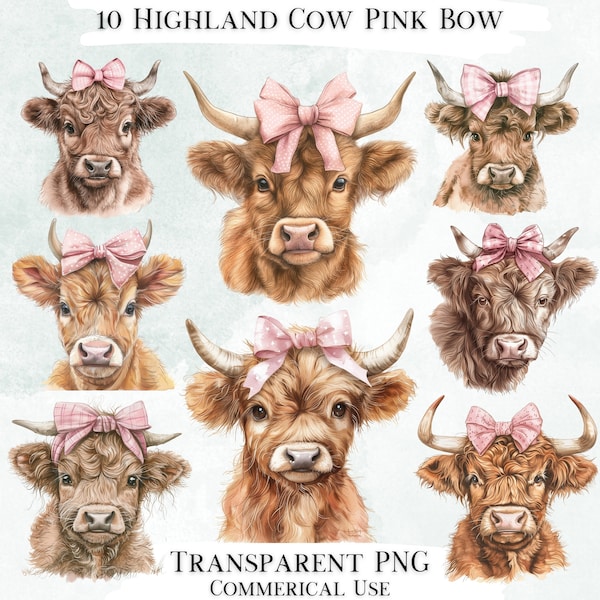 Pink Highland Cow Png - Etsy