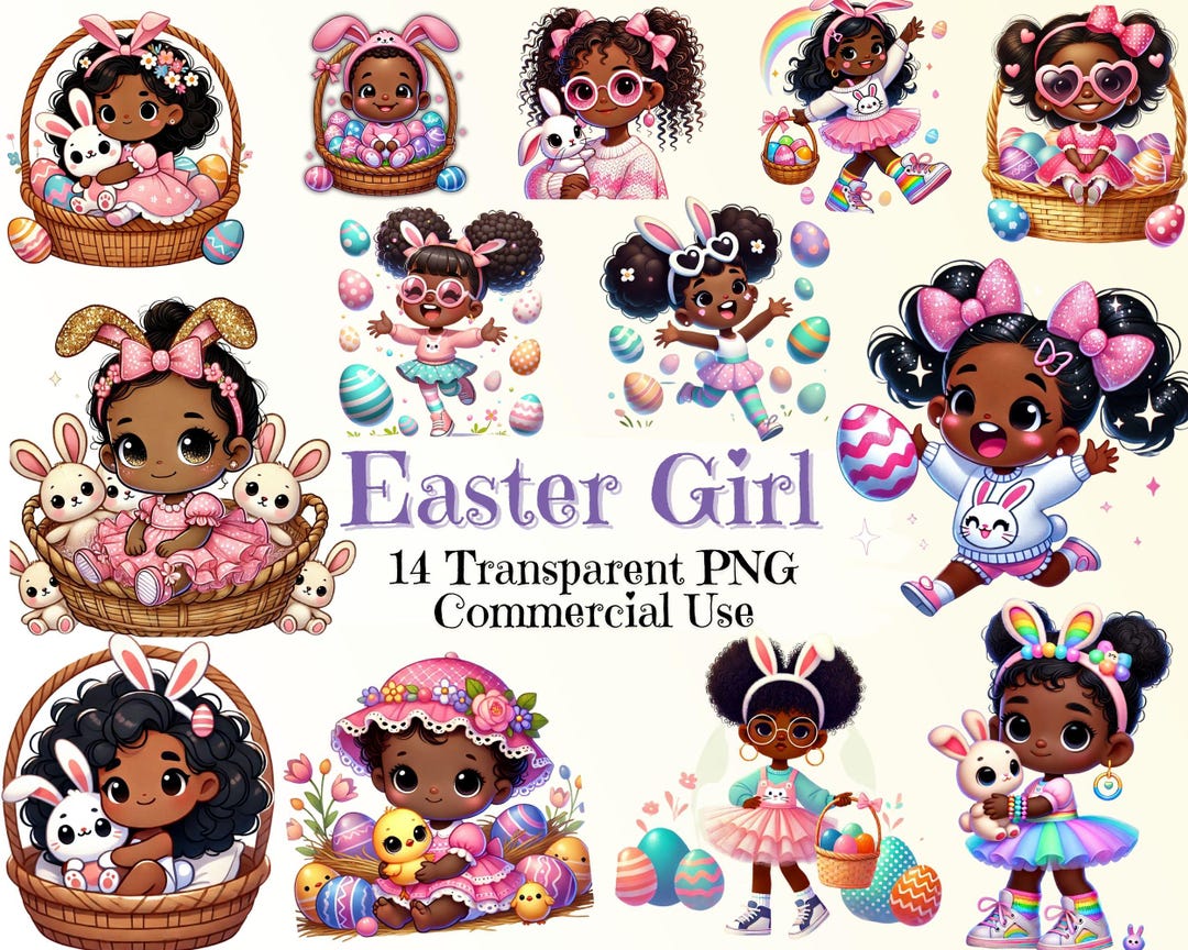 14 Easter Girl Clipart – Cute Spring Girls PNG – Easter Digital ...