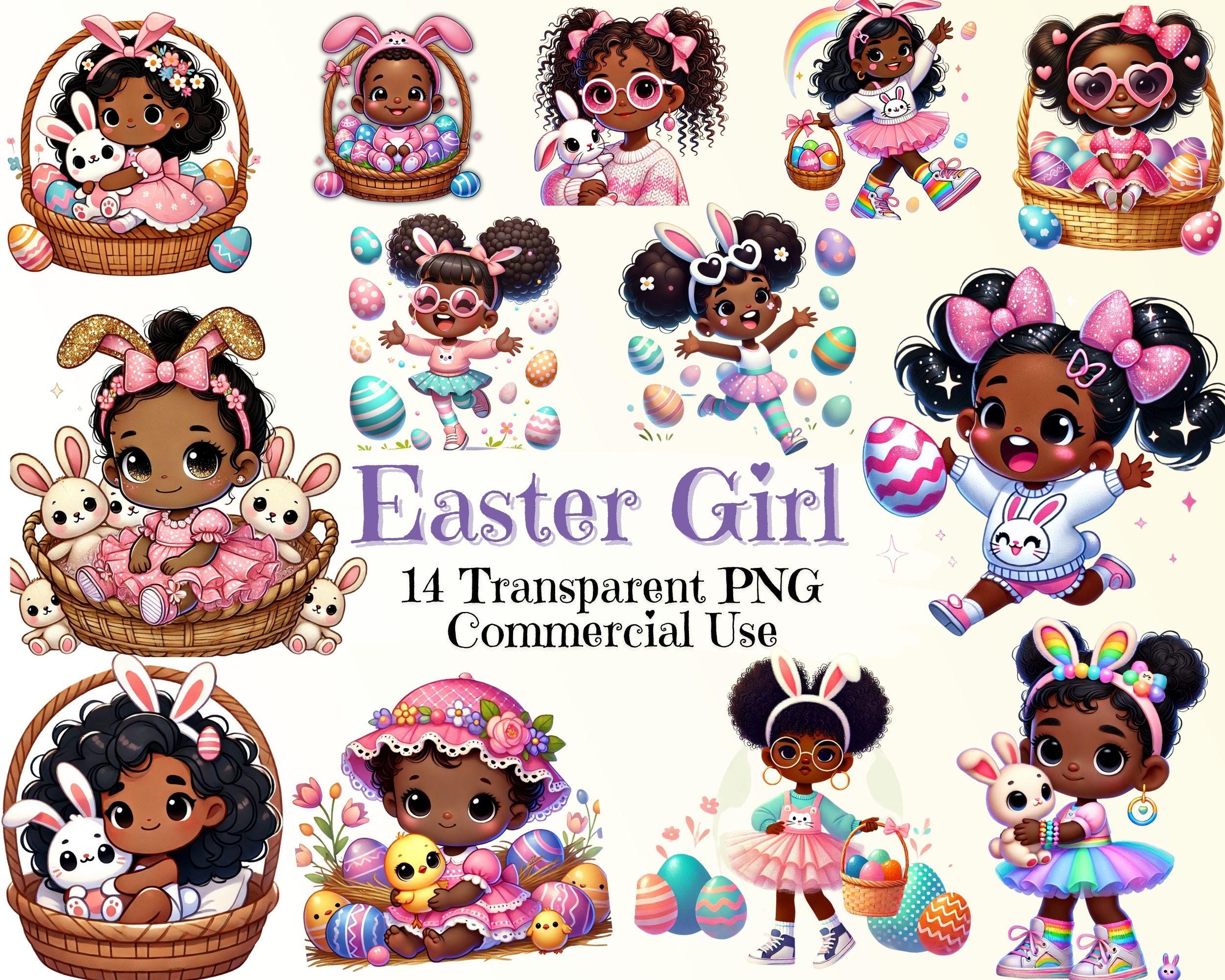 Easter Girl Clipart – Spring PNG Graphics, Commercial Use - Etsy