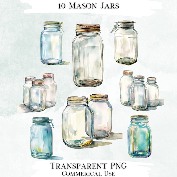 Mason Jar Clip Art - Etsy