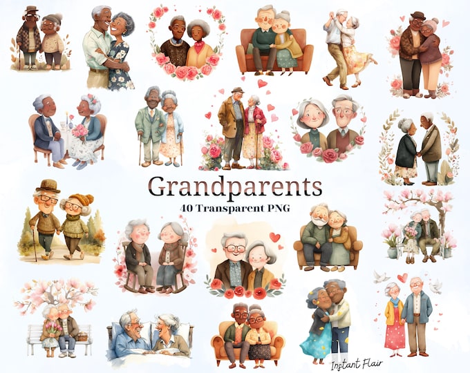 Grandparents Clipart: "grandpa AND Grandma" Oldman Clipart Granny ...