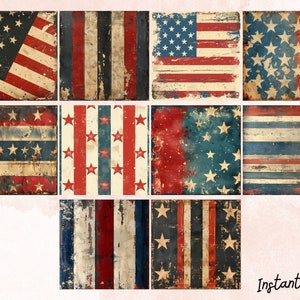 Faded Stars and Stripes Digital Paper: 30 Seamless Pngs (instant ...