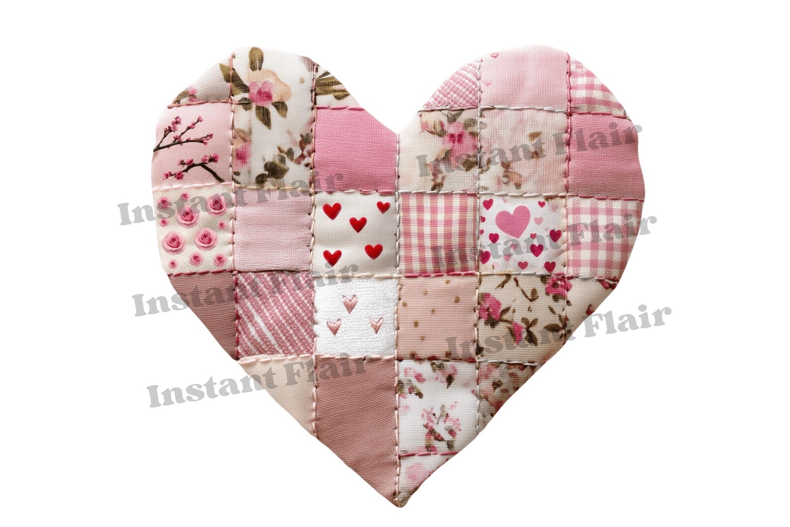 Patchwork Heart PNG | Quilted Fabric Clipart, Valentine's Day (digital ...