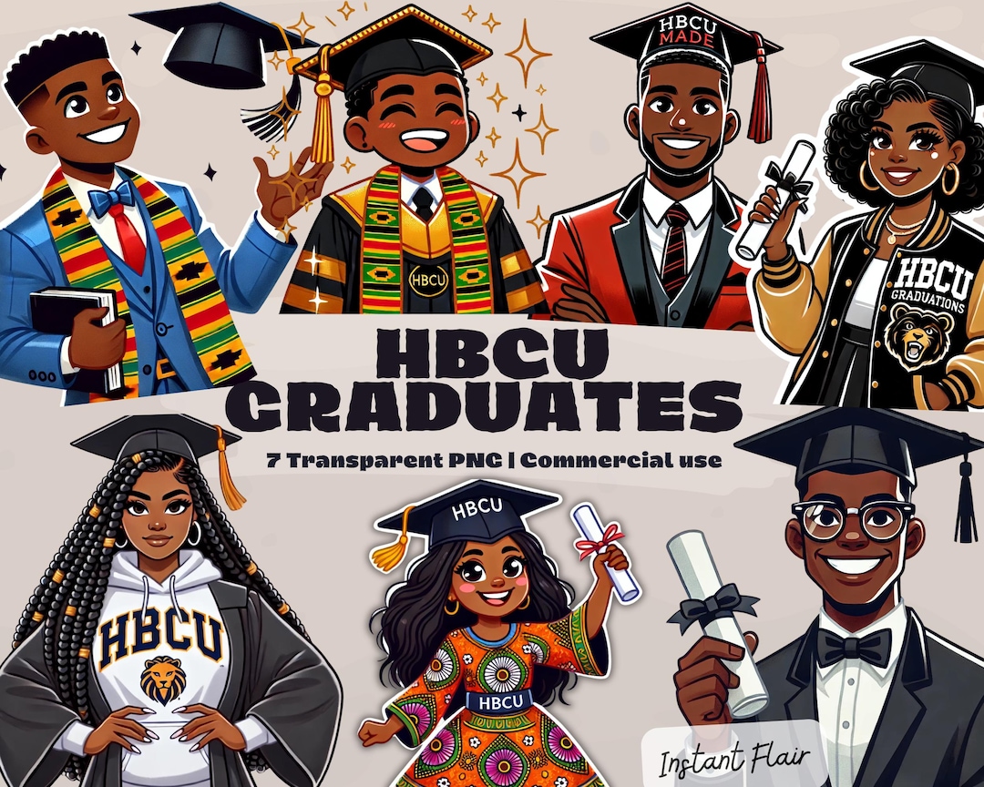 7 HBCU Grad Clipart – Watercolor Style – Transparent PNG – Commercial ...