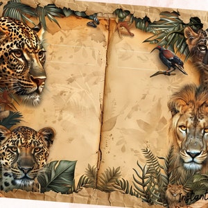 Safari Animal: Collage Sheet | Digital Scrapbook Paper Kit | Digital ...