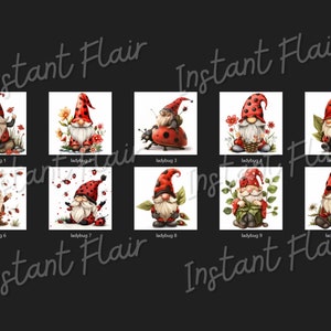 Lady Bug Gnome Clip Art Bundle, PNG Designs, Decorative Images, Digital ...