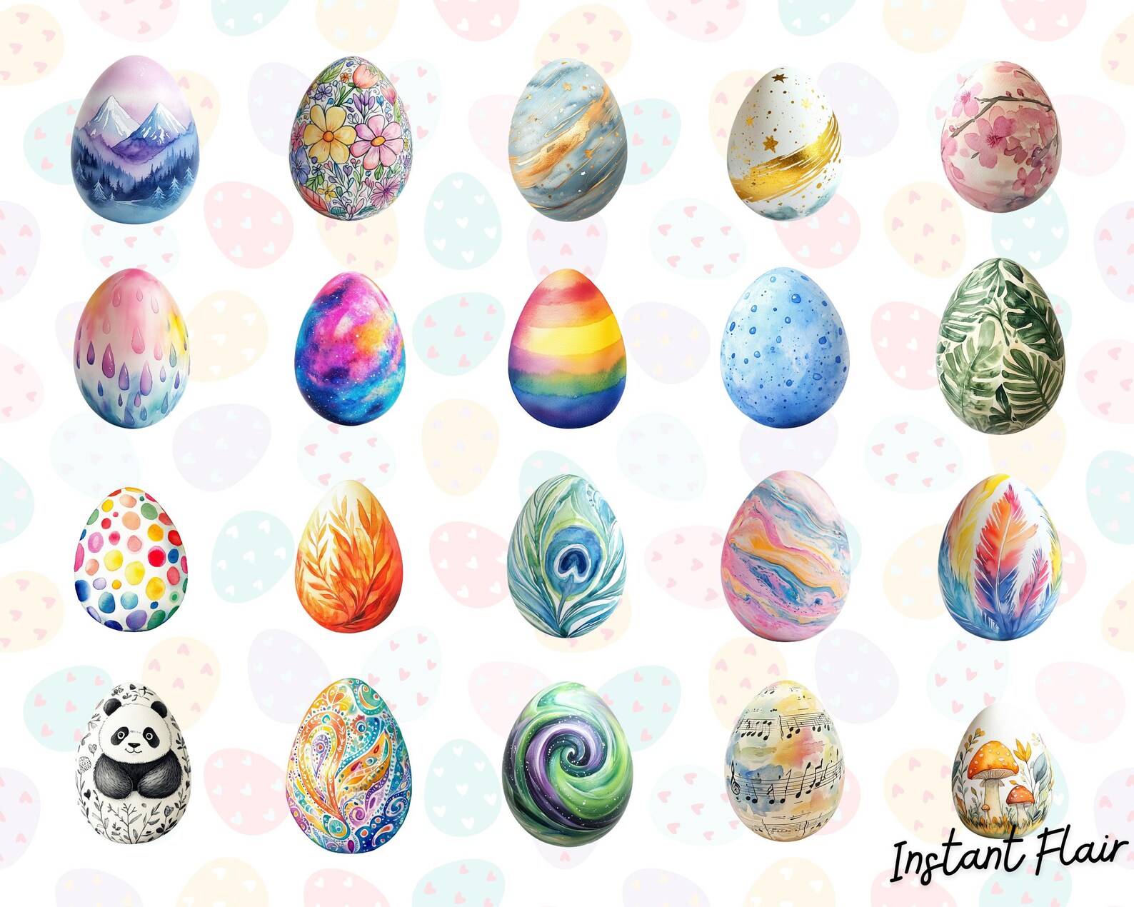 Easter Egg Clipart Bundle, Spring PNG Graphics (digital Download) - Etsy