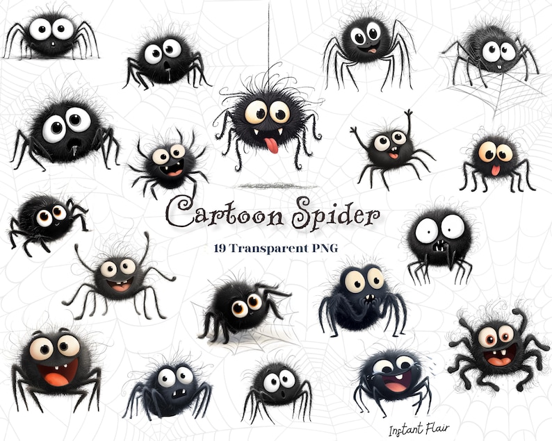 Halloween Spider Clipart | Funny PNG Bundle (digital Download) - Etsy