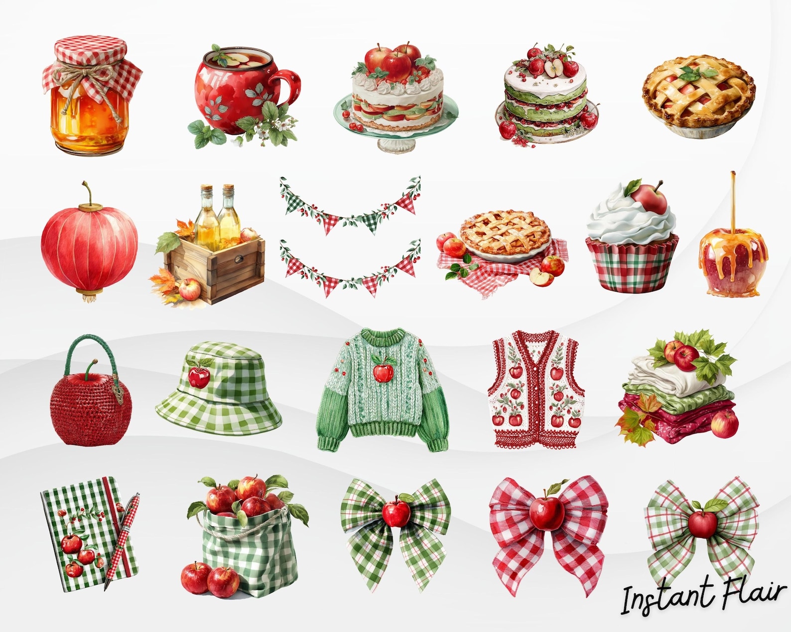 Apple Harvest Clipart – 65 Fall Apple Pngs for Crafts, Journals & Decor ...