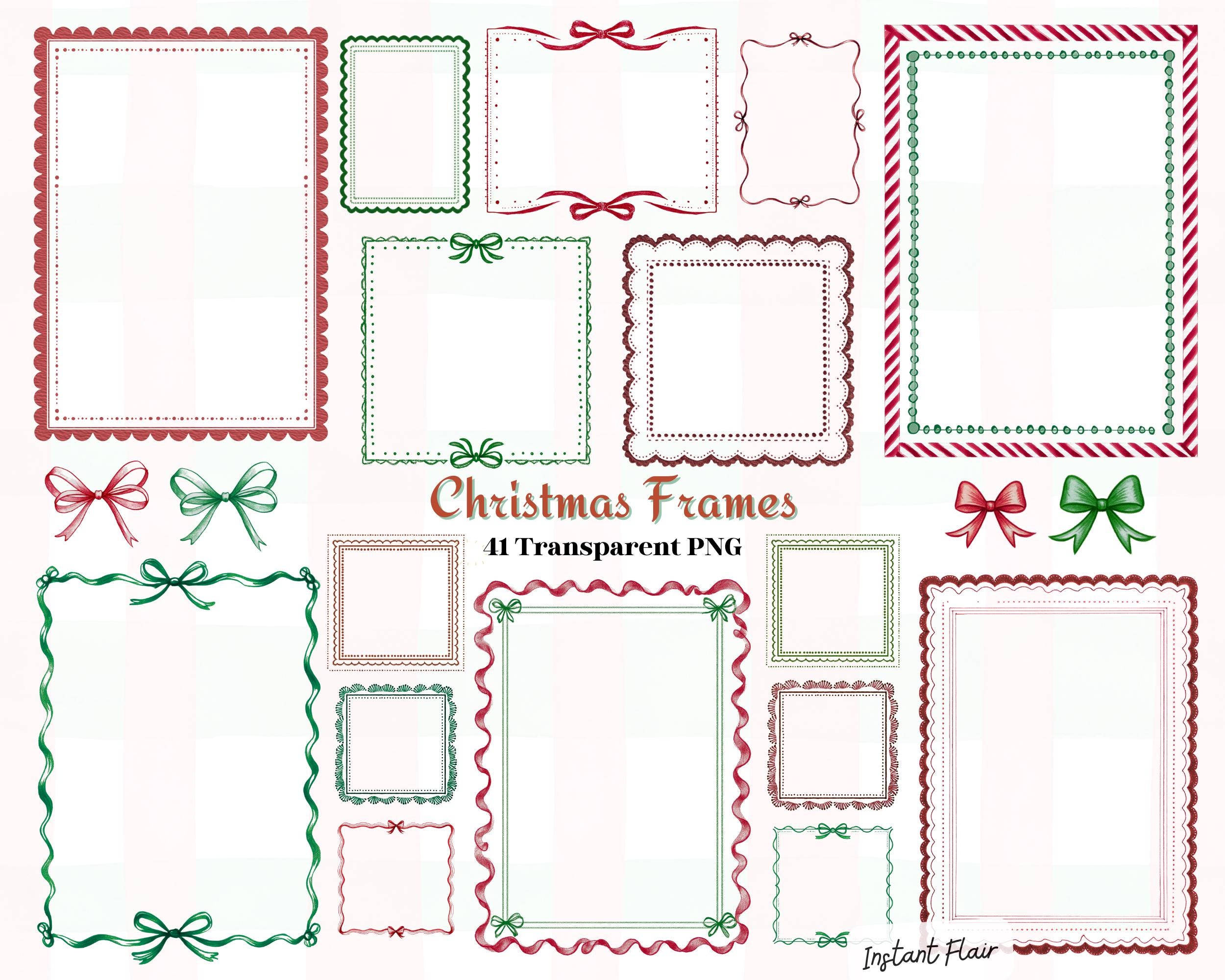 Christmas Frames Clipart Bundle | Red and Green Holiday Borders ...
